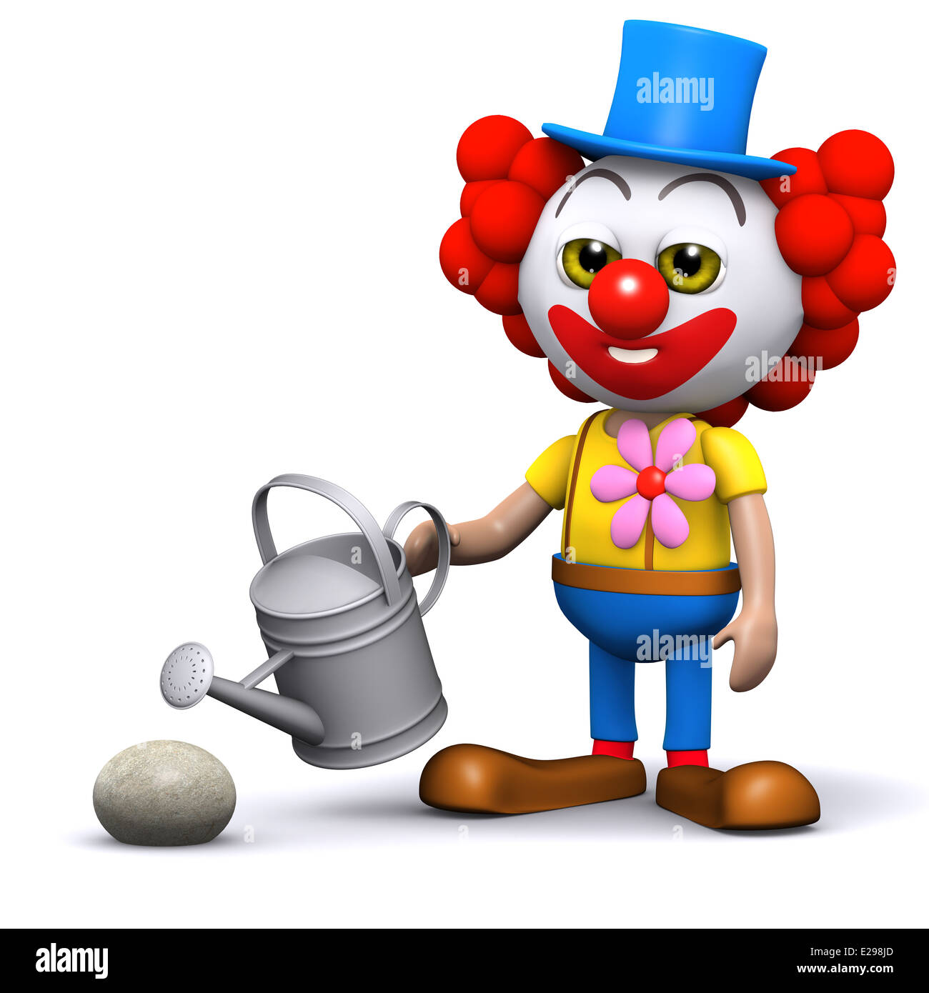 3d Clown watering a rock Stock Photo - Alamy