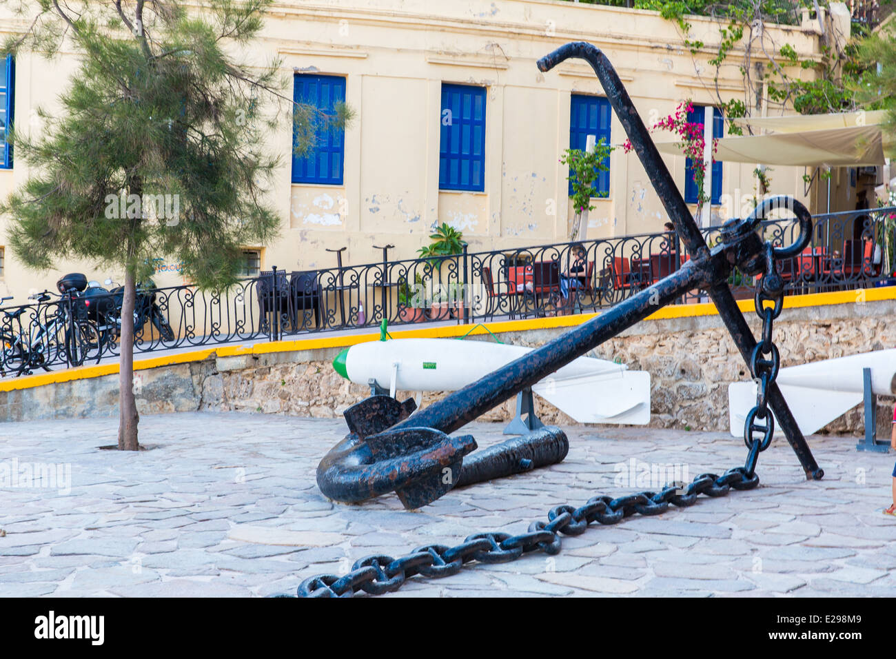 Armature and anchor Greece, Chania, Crete.Traditional pictorial street ...