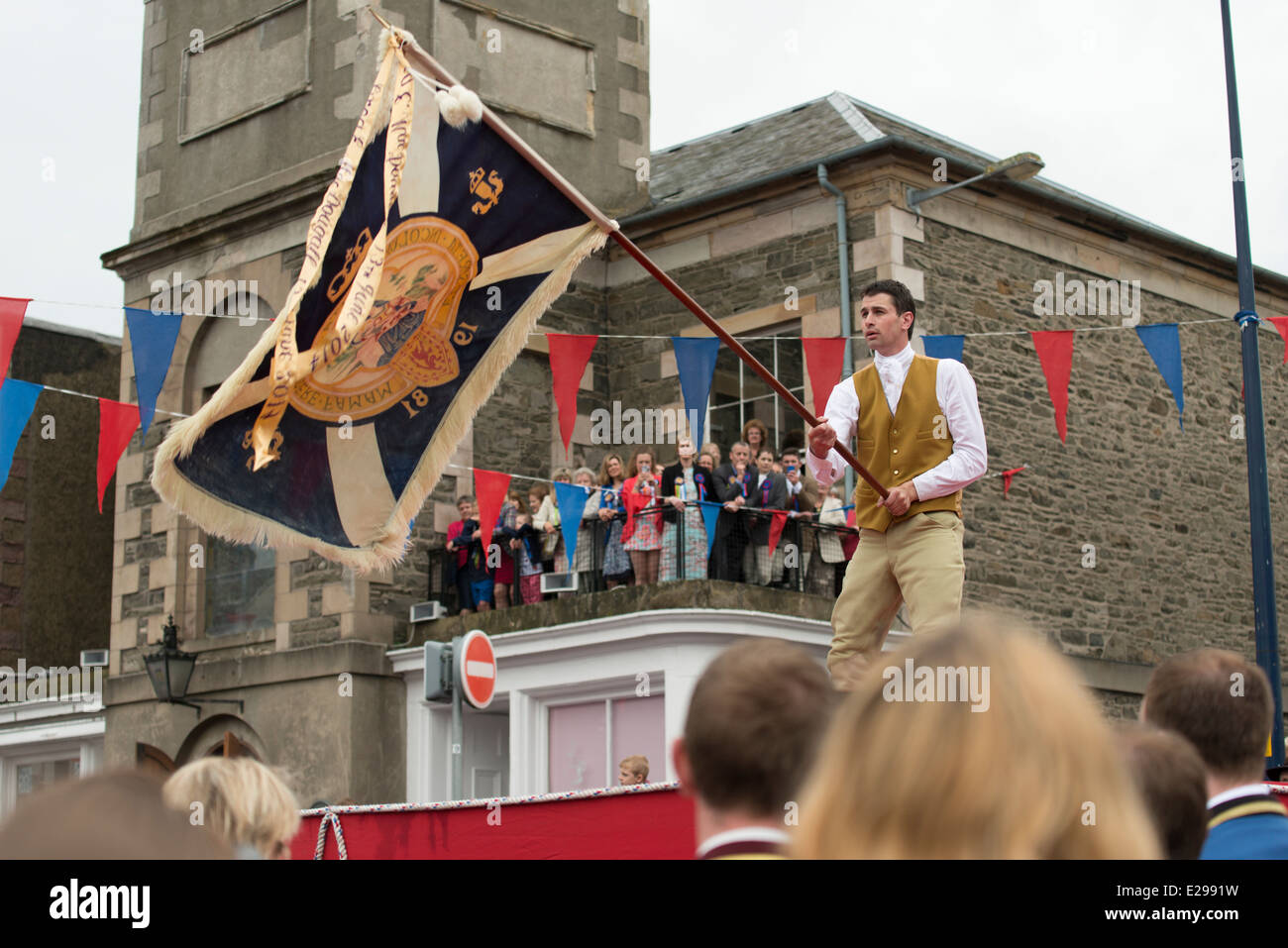 Selkirk Common Riding 2014. The Standard Bearer casts the colours in ...