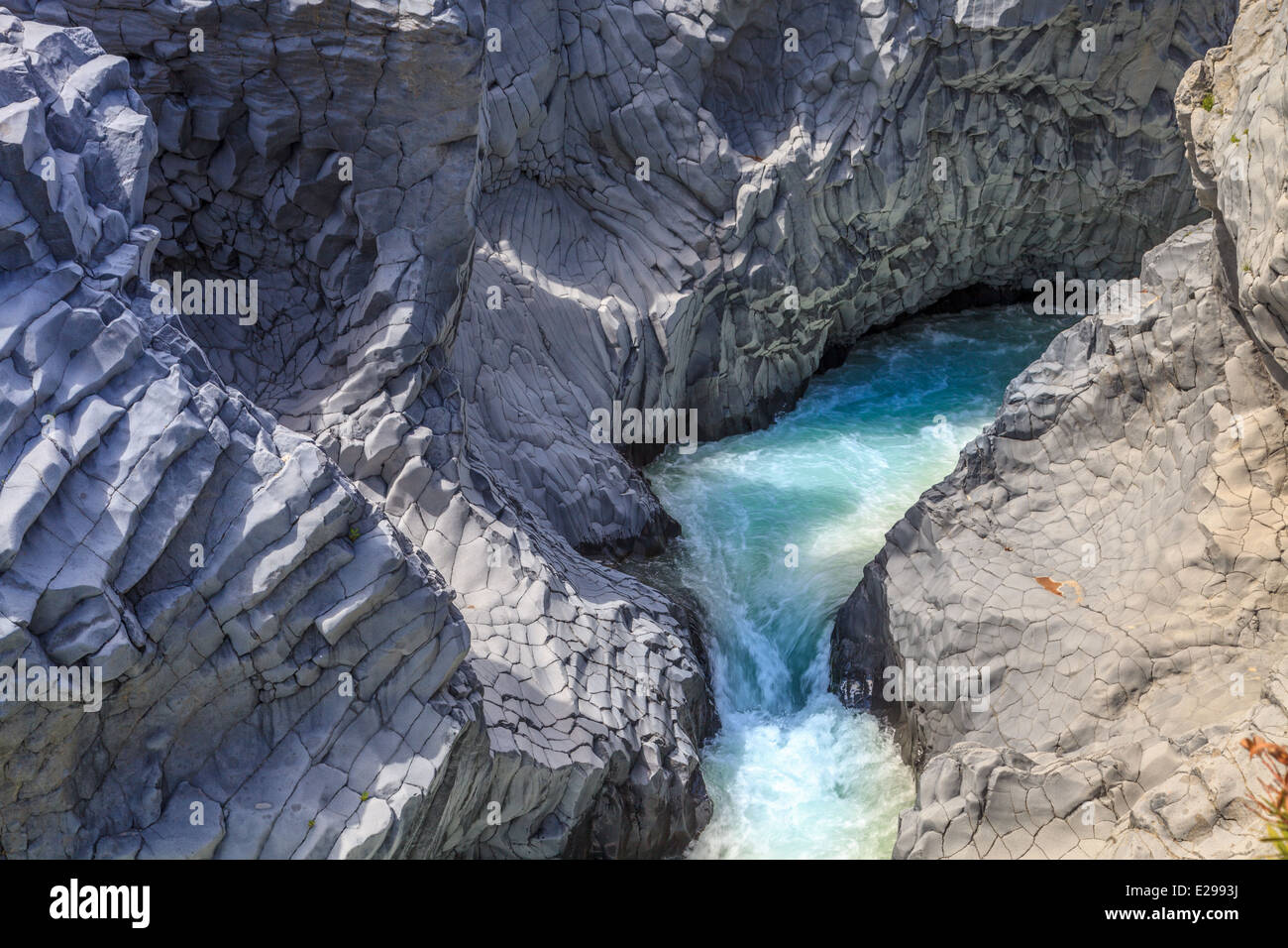 Columnar basalt formation in Alcantara river Stock Photo - Alamy