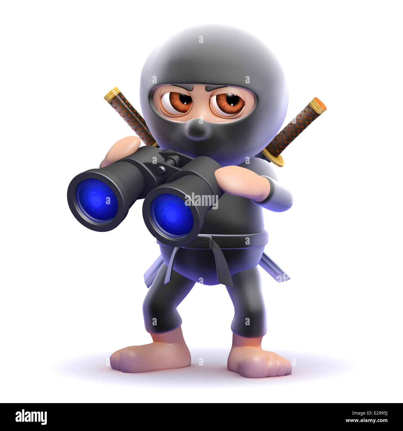 3d render of a ninja looks through binoculars Stock Photo - Alamy