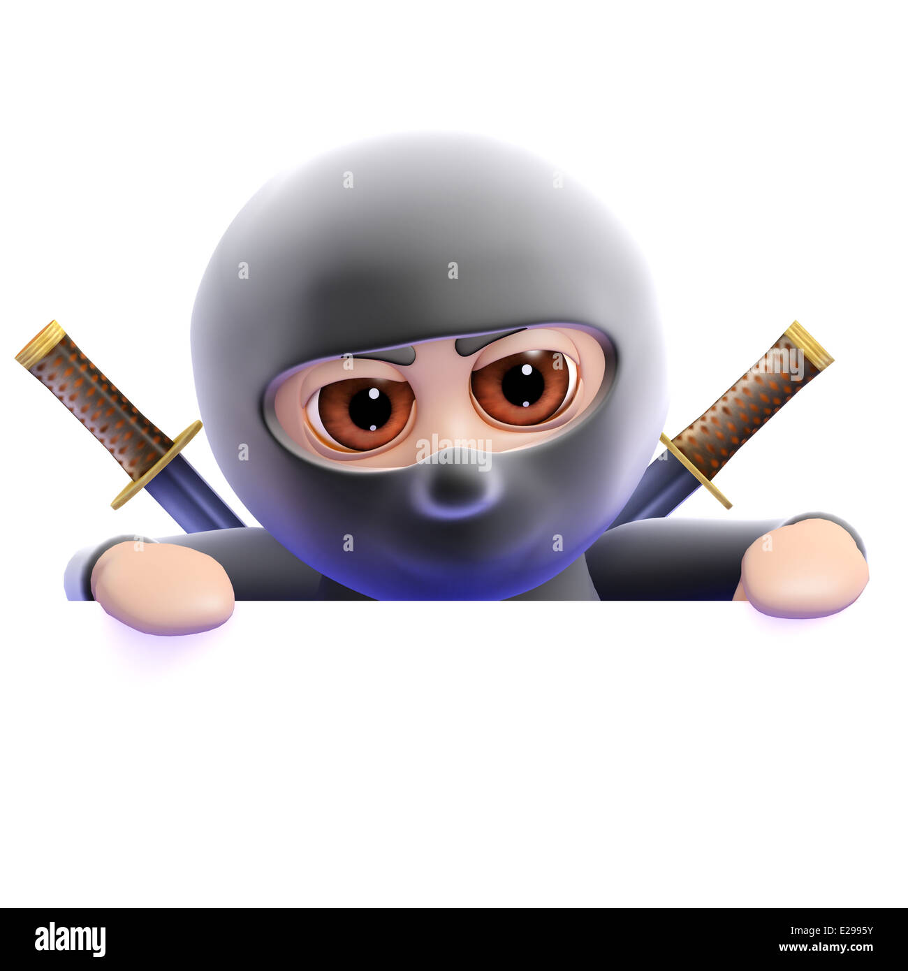 3d render of a ninja looks over the top Stock Photo - Alamy