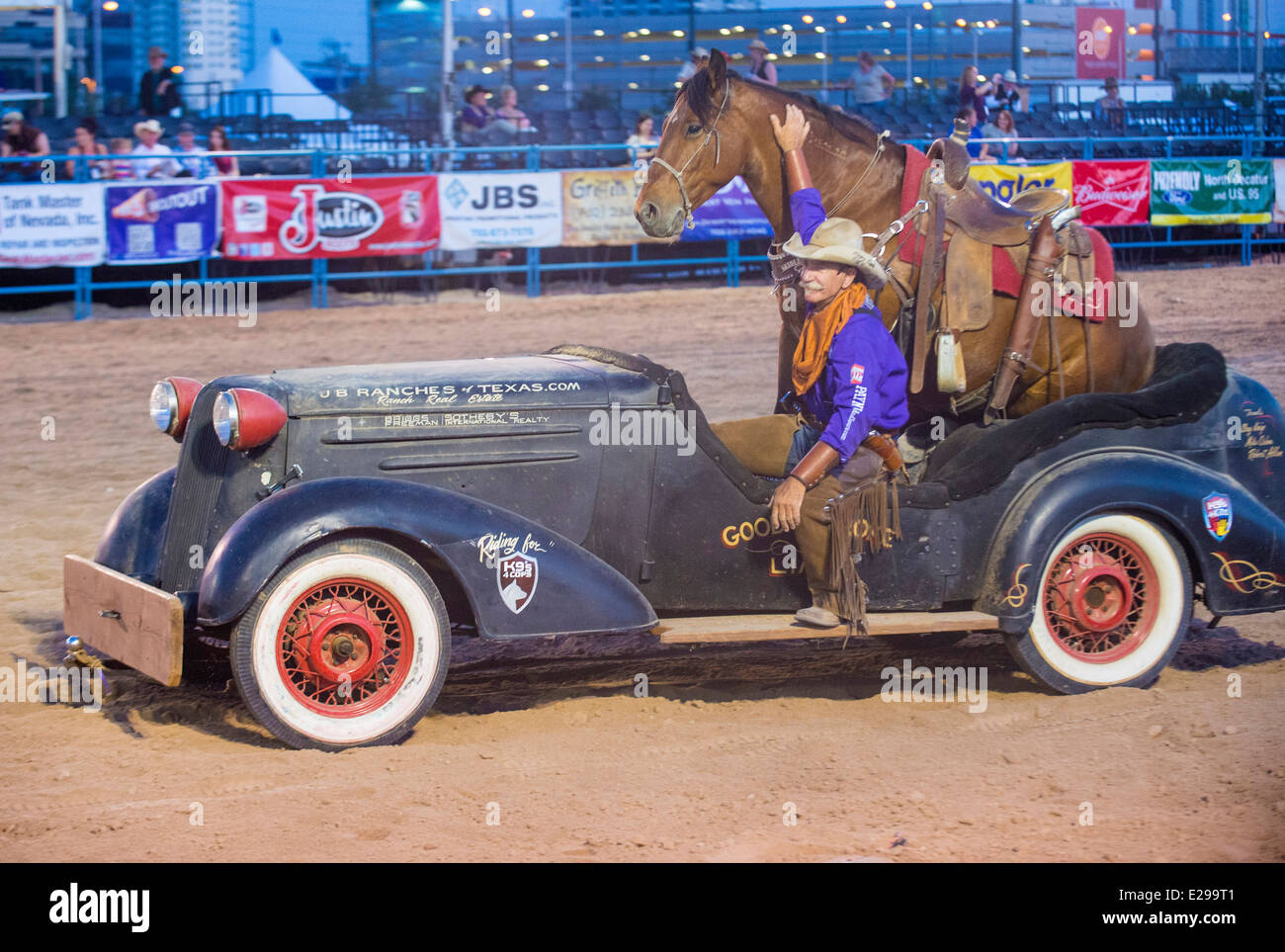 Cowboy Participating in the Helldorado days Rodeo , A professional ...