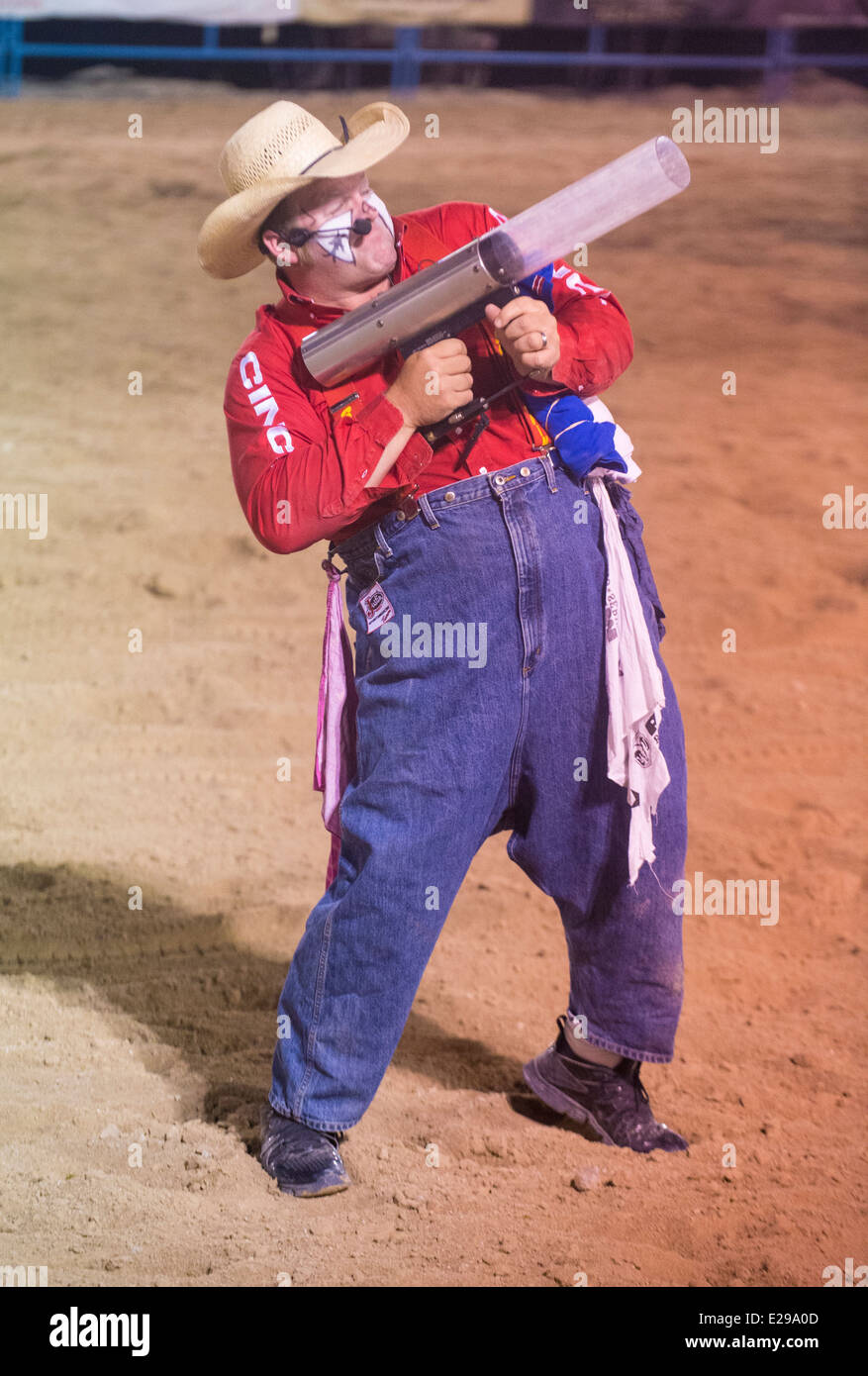 Rodeo Clown performing in the Helldorado days Rodeo , A professional ...