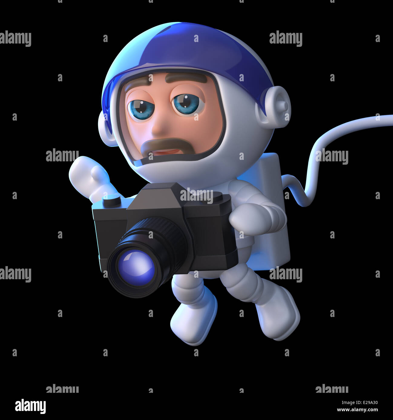 3d render of a spaceman floating with a camera Stock Photo - Alamy