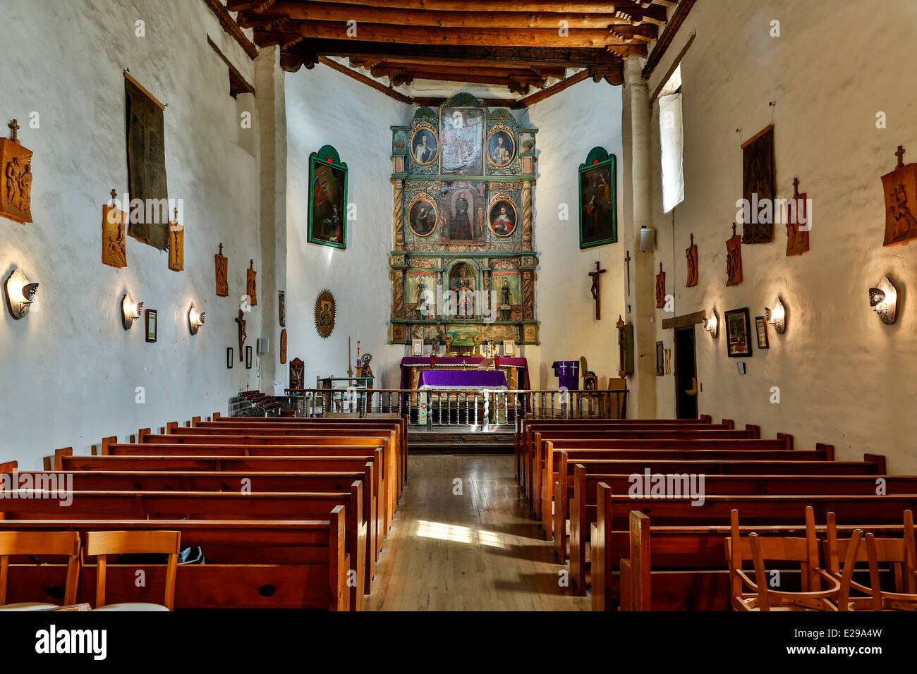 Interior of San Miguel Mission, Santa Fe, New Mexico USA Stock Photo ...