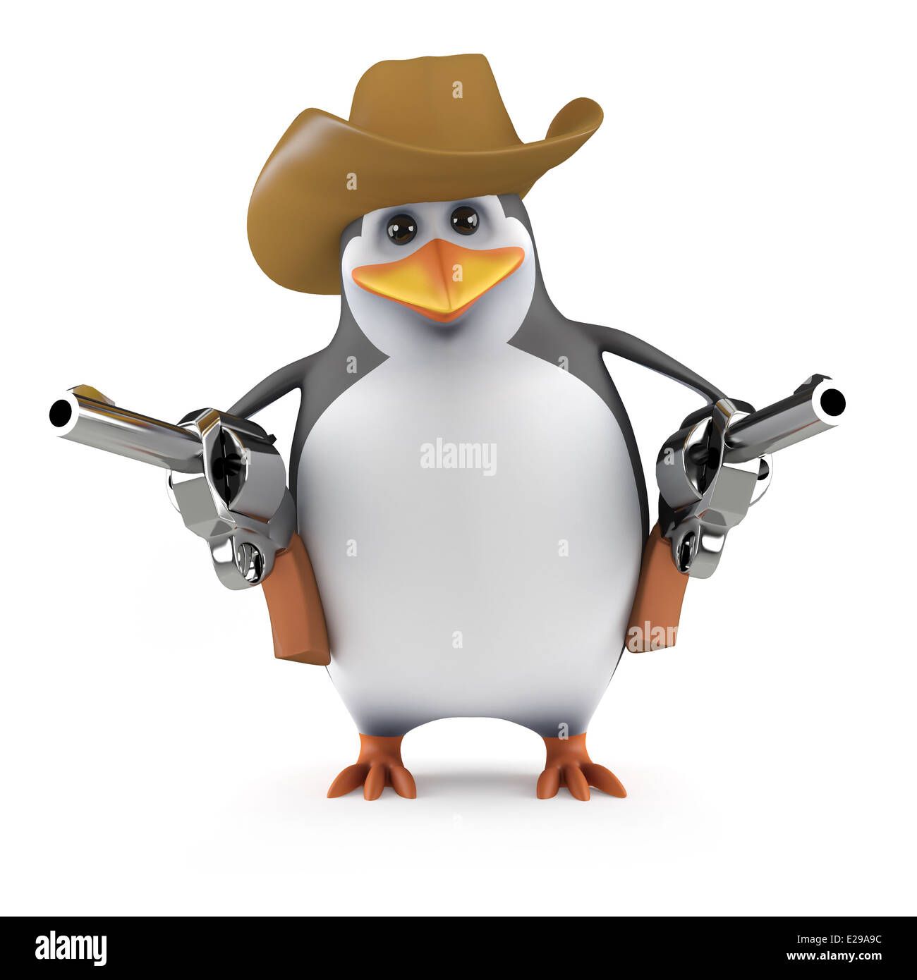 3d Cowboy penguin is quick on the draw Stock Photo - Alamy