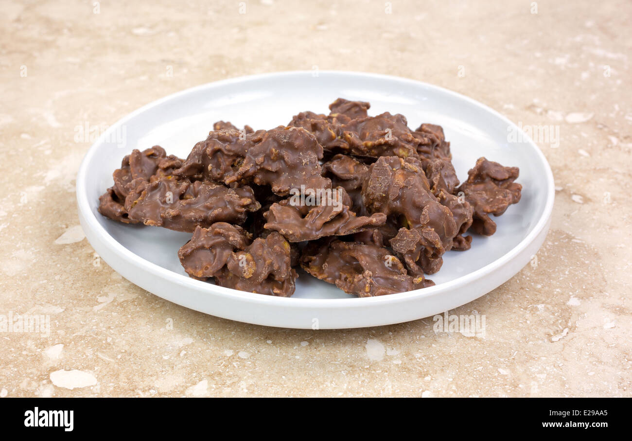 Group of milk chocolate cornflake clusters Stock Photo - Alamy