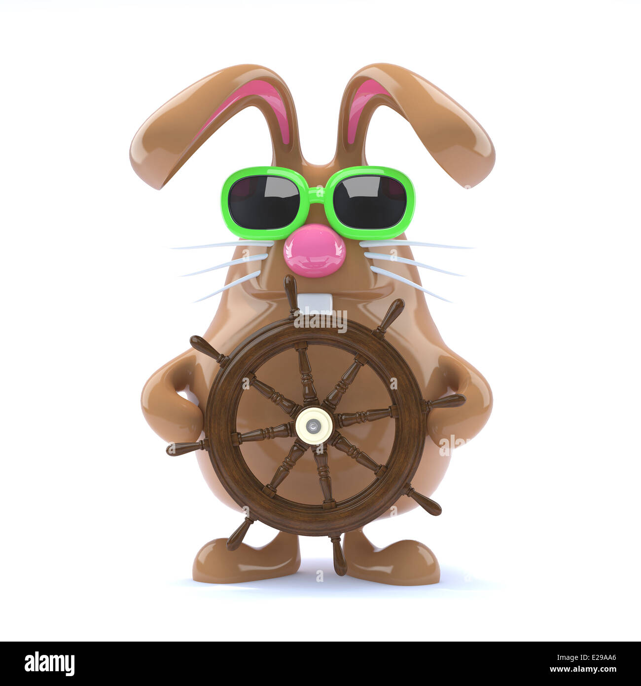 3d Chocolate Easter bunny rabbit steers his ship Stock Photo - Alamy