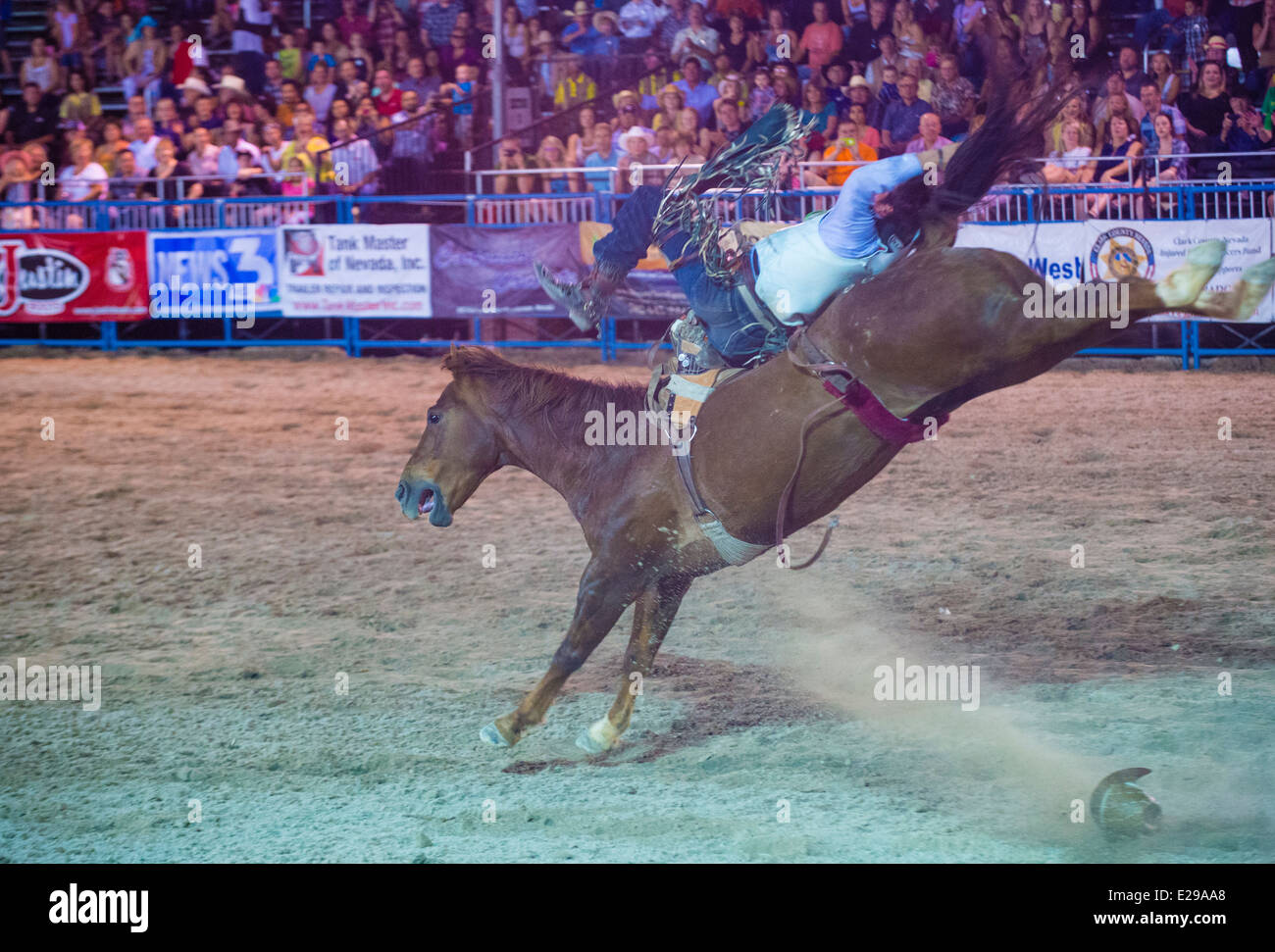 Cowboy Participating in a Bucking Horse Competition at the Helldorado ...