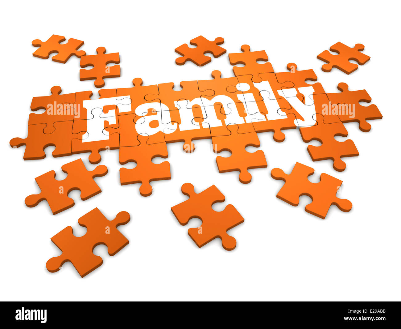 3d Family design on unfinished jigsaw puzzle Stock Photo - Alamy
