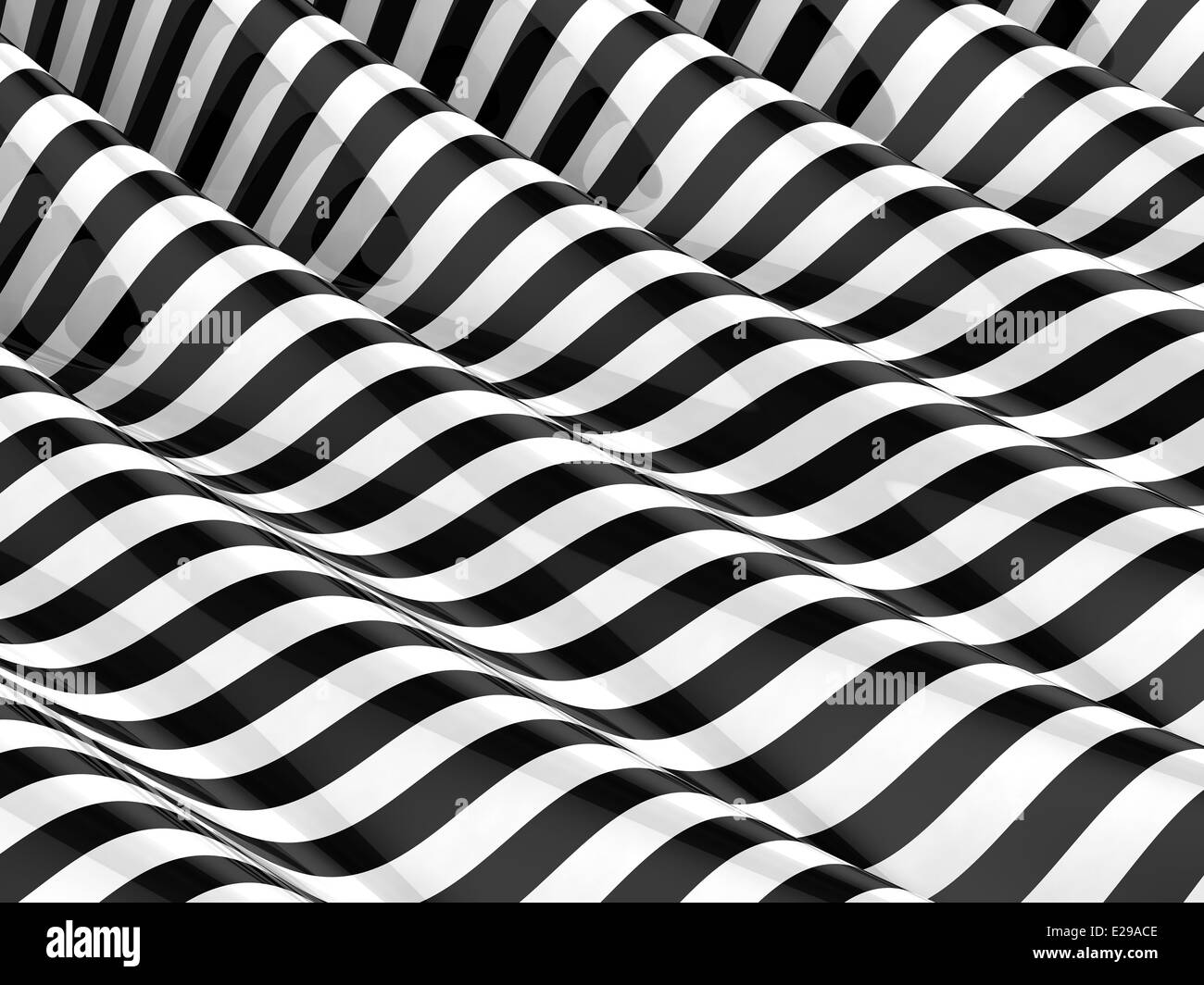 Stripey monochromatic wave pattern in 3d Stock Photo - Alamy