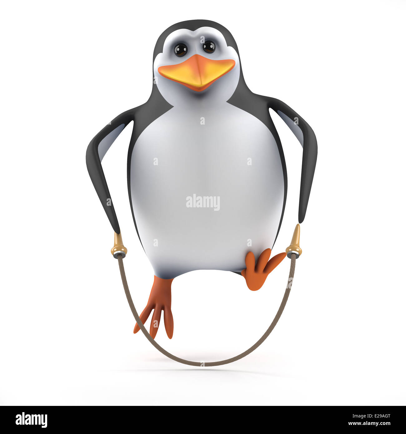 3d Penguin exercises using a skipping rope Stock Photo - Alamy