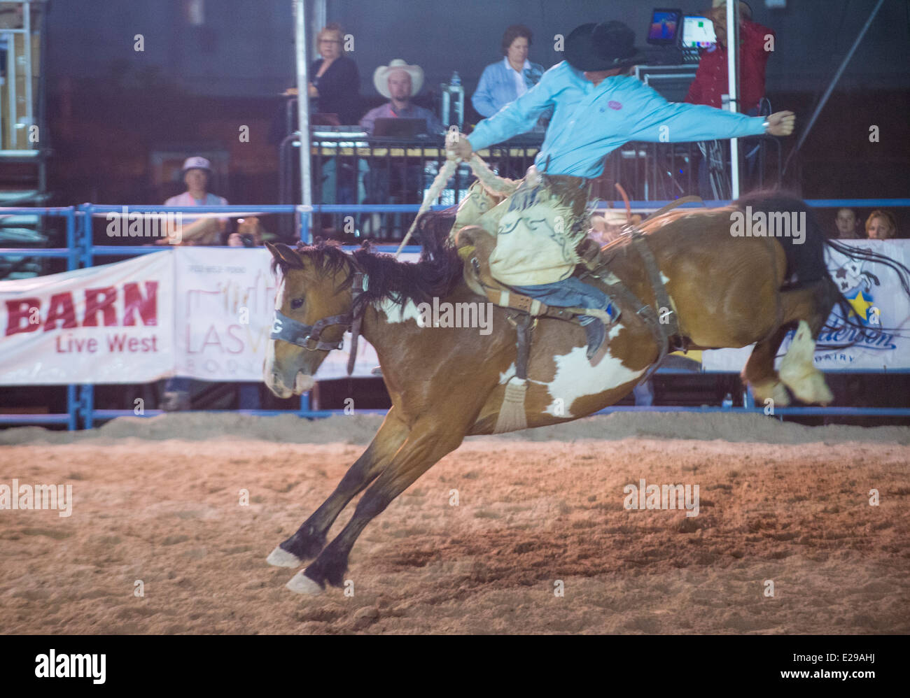 Cowboy Participating in a Bucking Horse Competition at the Helldorado ...