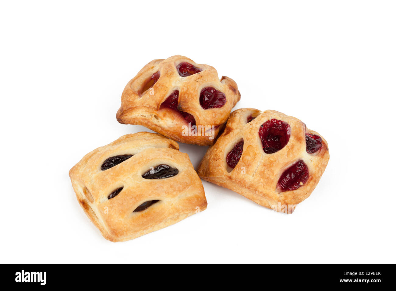 puff pastry with chocolate and raspberry isolated on white Stock Photo ...