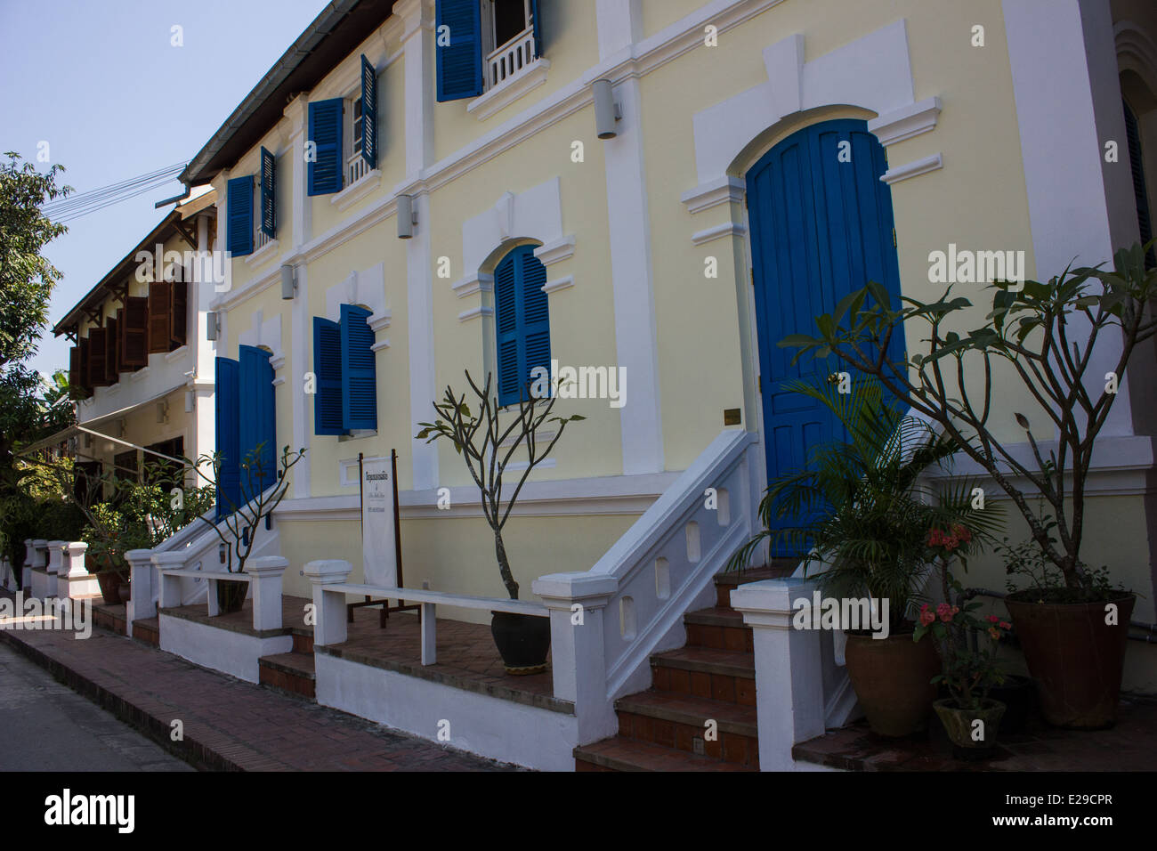 Laos colonial house front wall hi-res stock photography and images - Alamy