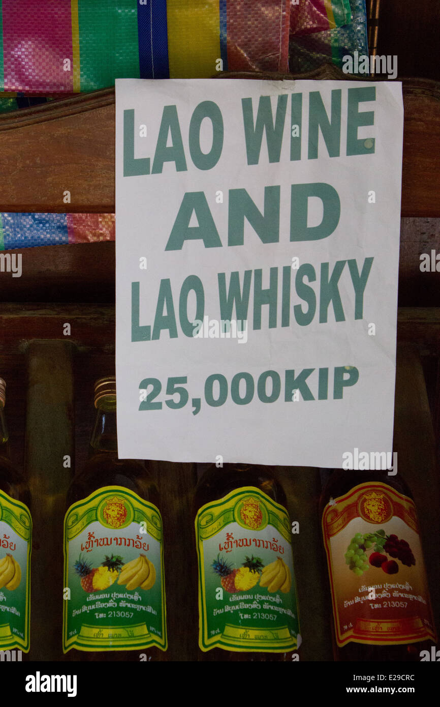 Lao wine and whisky shop in the ancient town of Luang Prabang, situated ...