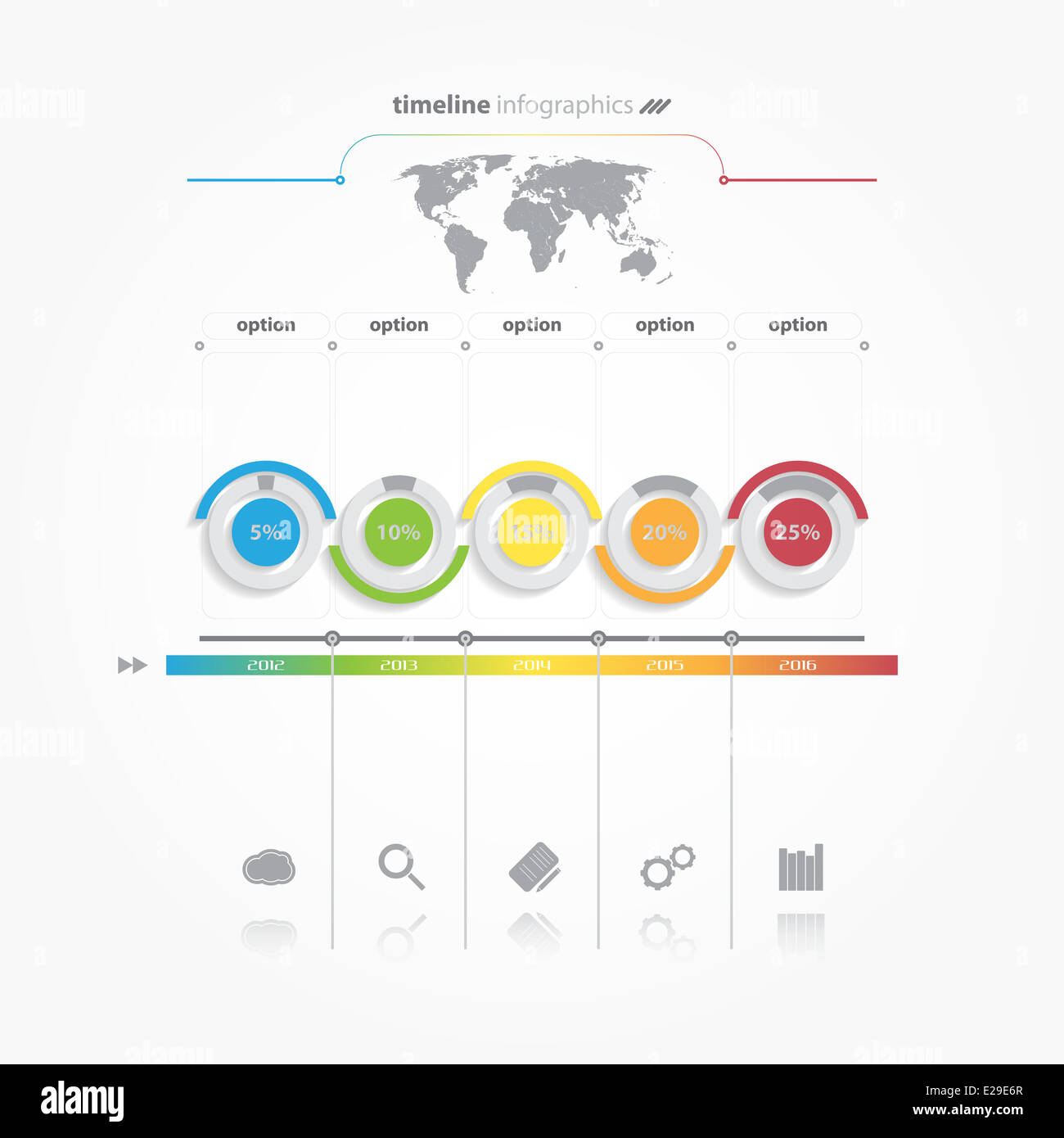 timeline infographics with icons and world map. vector design template ...