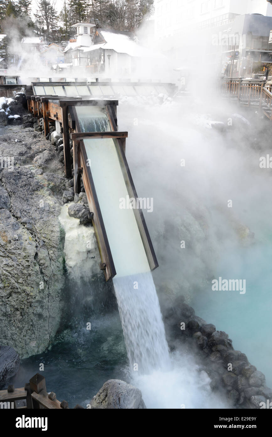 Yubatake (Hot Water Field) of Kusatsu Onsen, Agatsuma, Gunma, Japan ...