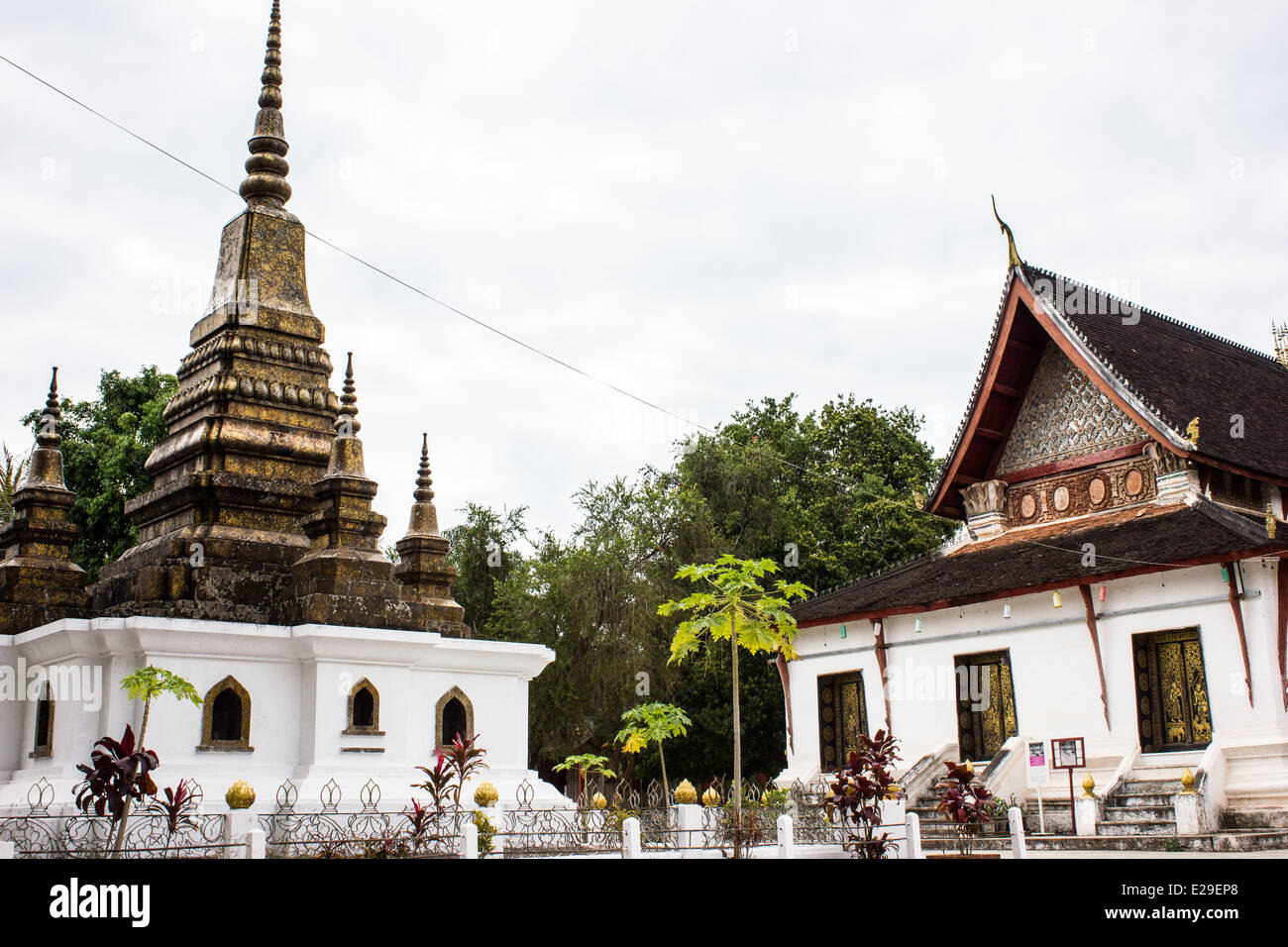 Temple grounds in the ancient town of Luang Prabang, situated in ...
