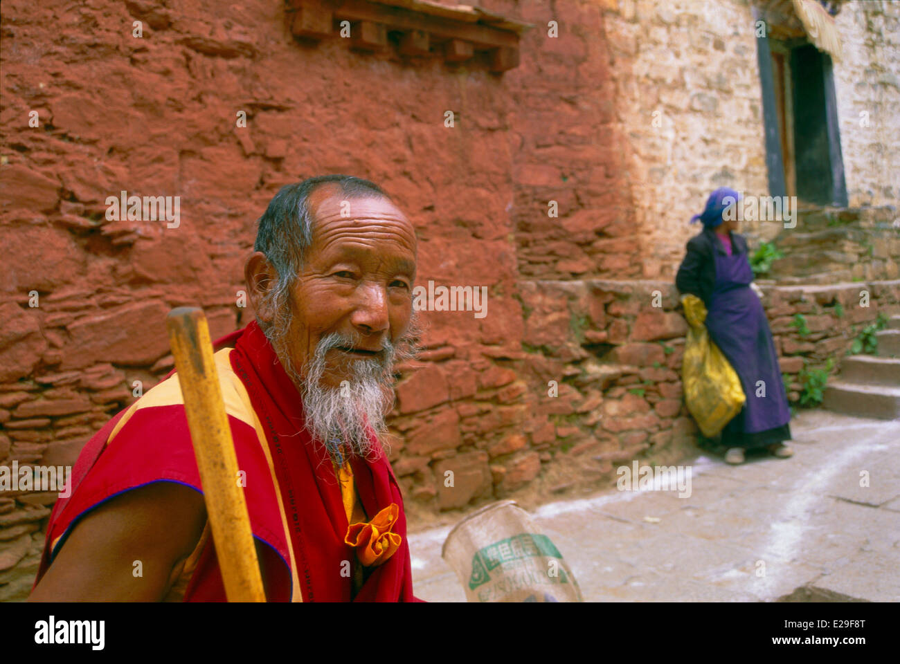 Elder monk, Ganden Monastery, Tibet Stock Photo - Alamy