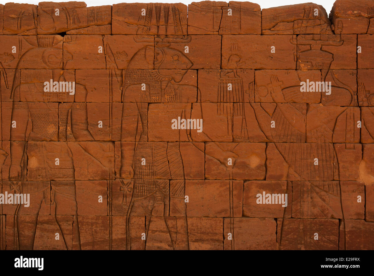 Reliefs on Apademak Temple, Naqa, northern Sudan Stock Photo - Alamy