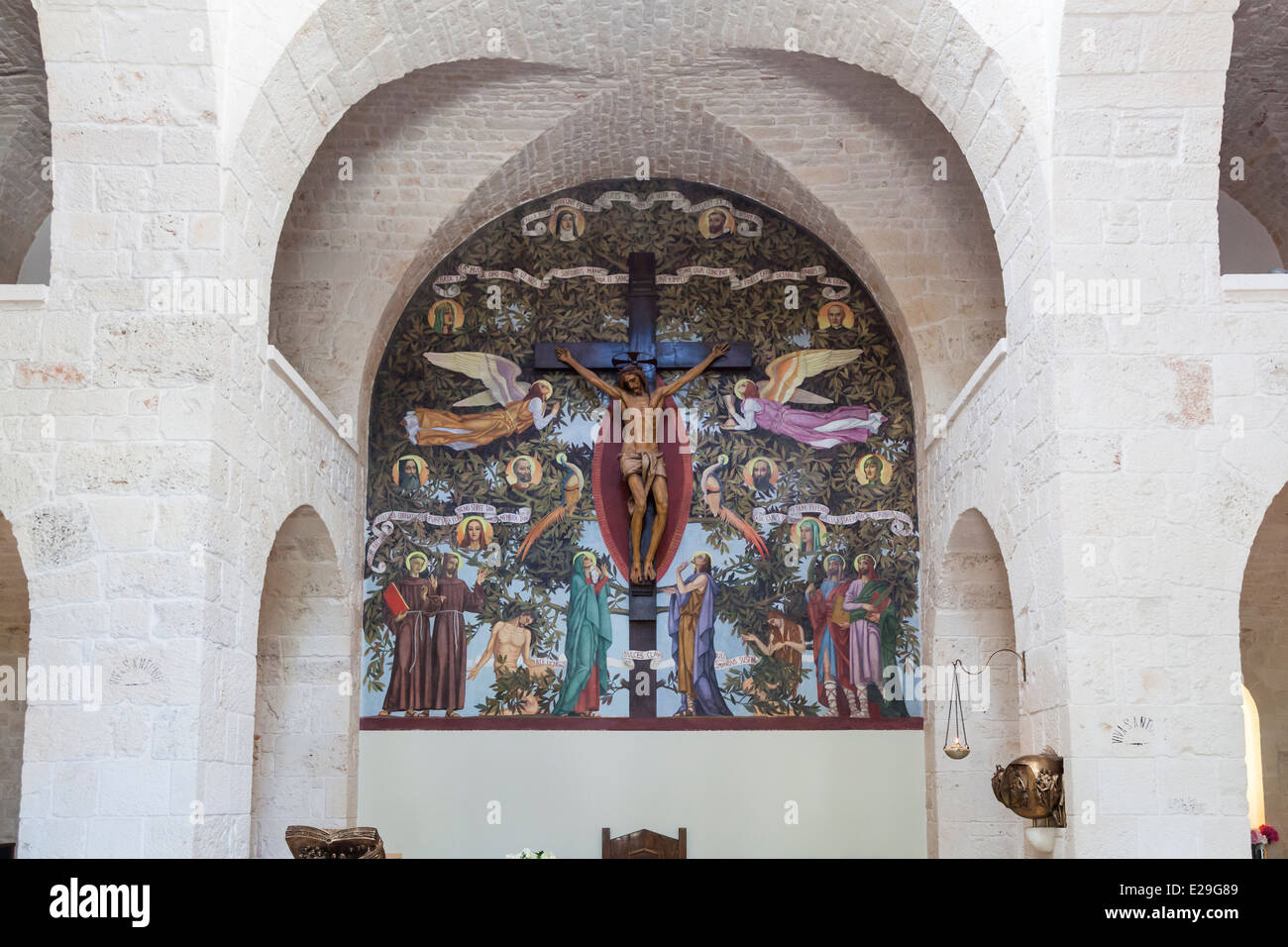 Italian heritage: Interior of trulli church, Alberobello, Puglia ...