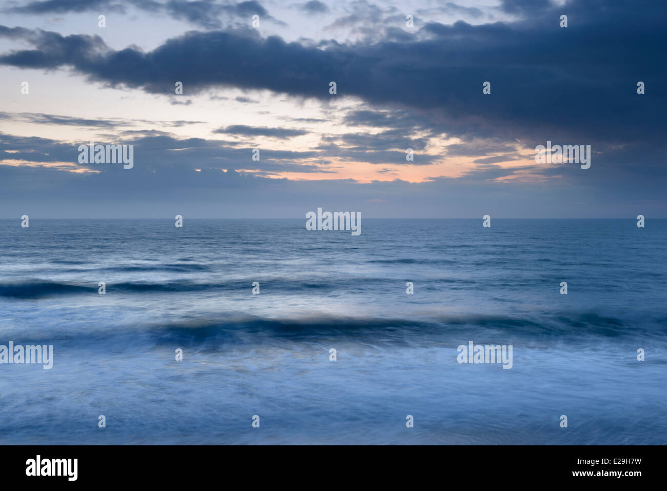 A stormy weather front moving over the sea near Trebarwith Strand ...