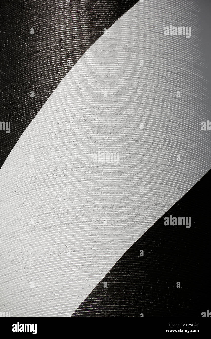 Black and white striped brick pattern on cylindrical wall Stock Photo ...