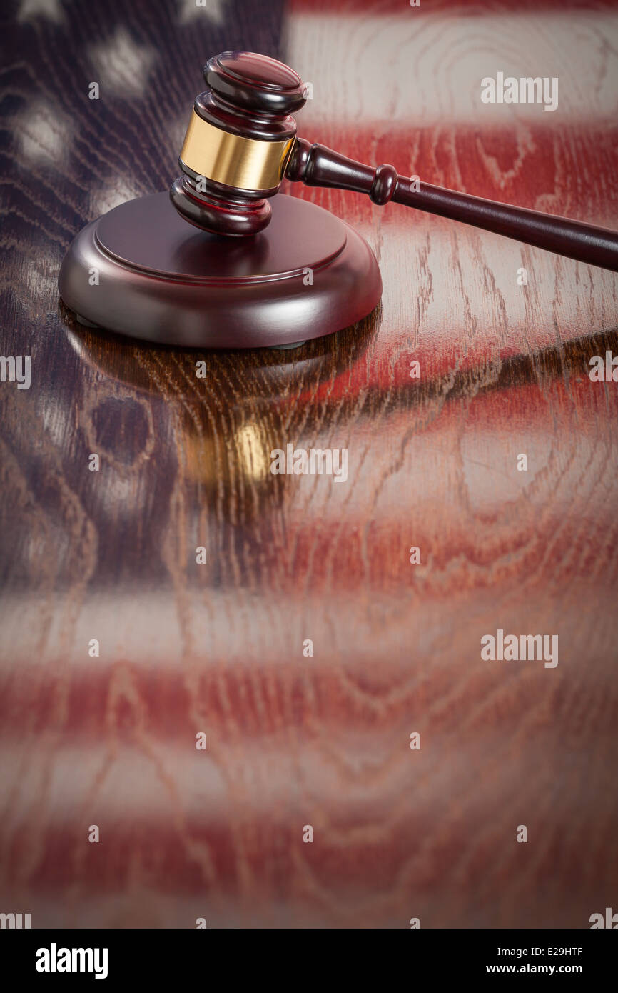 Wooden Gavel Resting on American Flag Reflecting Table Stock Photo - Alamy