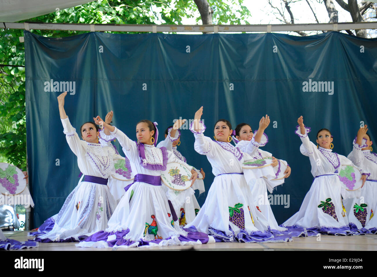 High school dance class exhibition of traditional Mexican dances in ...