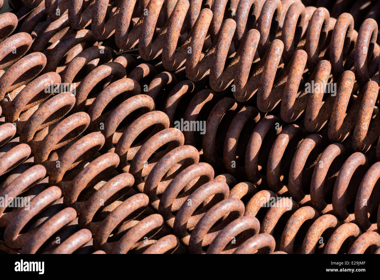 Pile of rail car coil springs in the rail yard of the Sumpter Valley ...