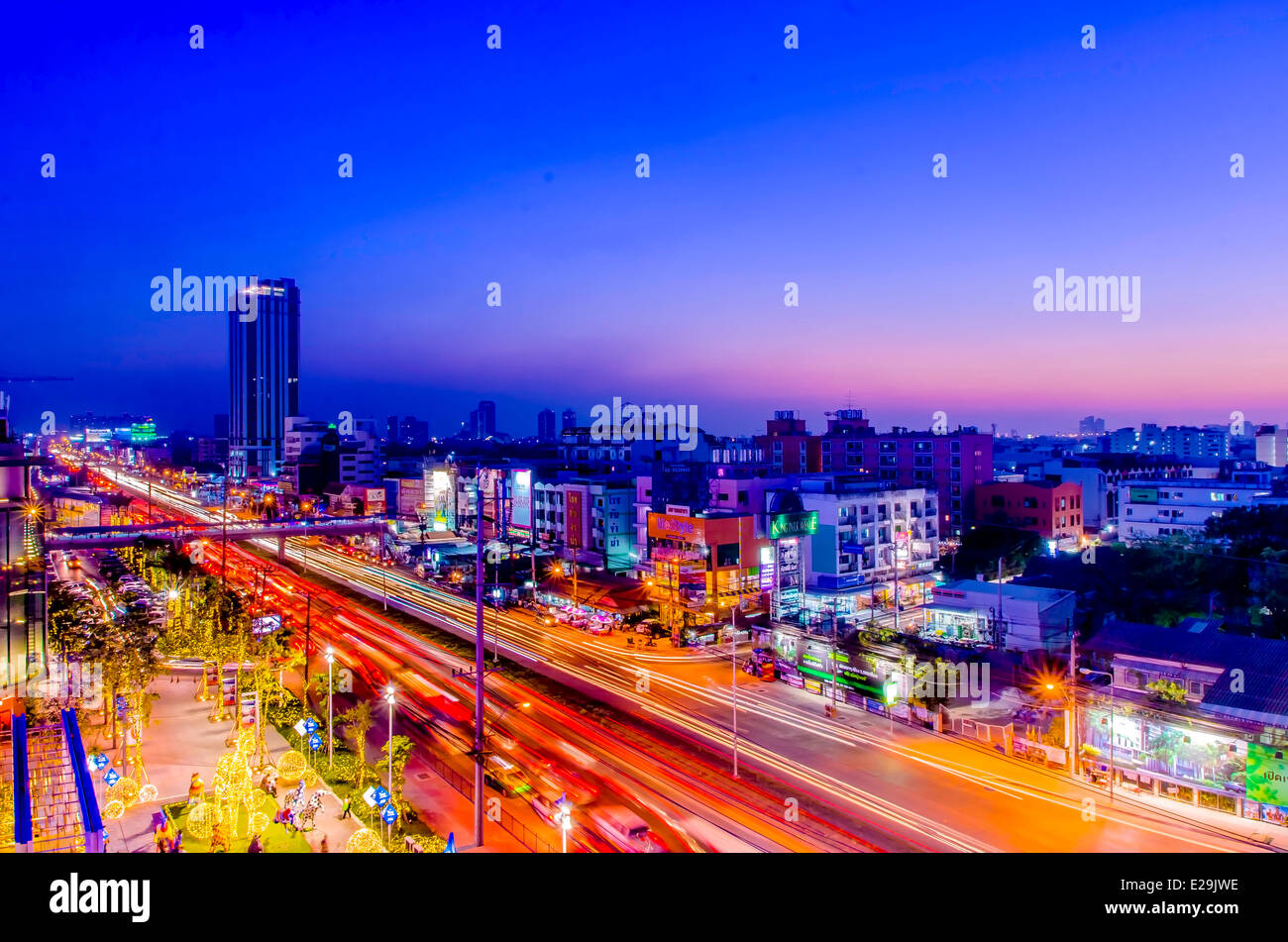 bangkok city night landscape Stock Photo - Alamy
