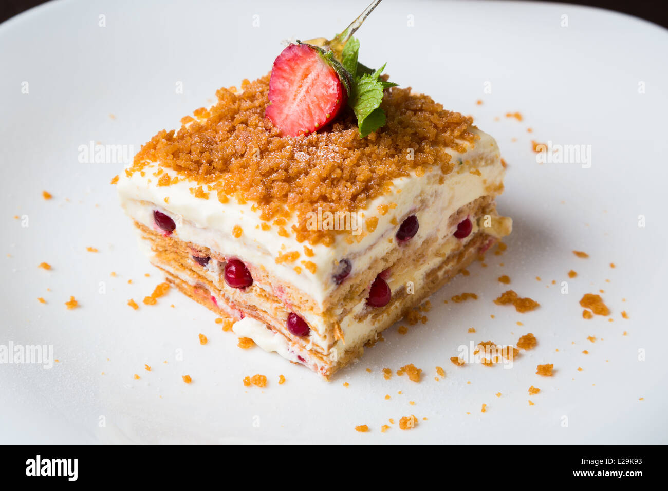 Cheesecake on white plate Stock Photo - Alamy
