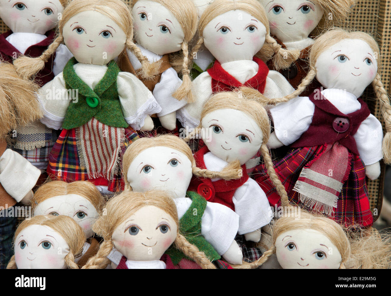 Faces of handmade textile dolls in national lithuanian costumes Stock ...