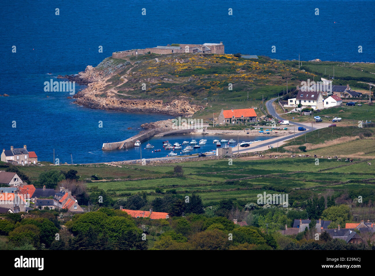 France, Manche, Cotentin, Fermanville, Cap Levi, the village and his ...