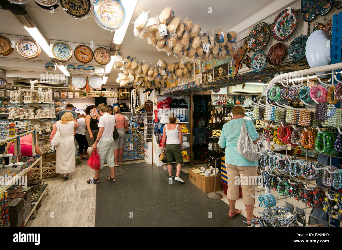 Holidaymakers Shopping Inside a Cretian Souvenir Shop Crete Stock Photo ...