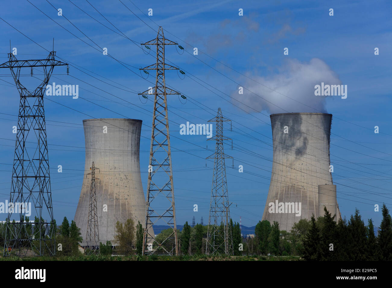France, Drome, Tricastin industrial nuclear site, cooling tower of ...