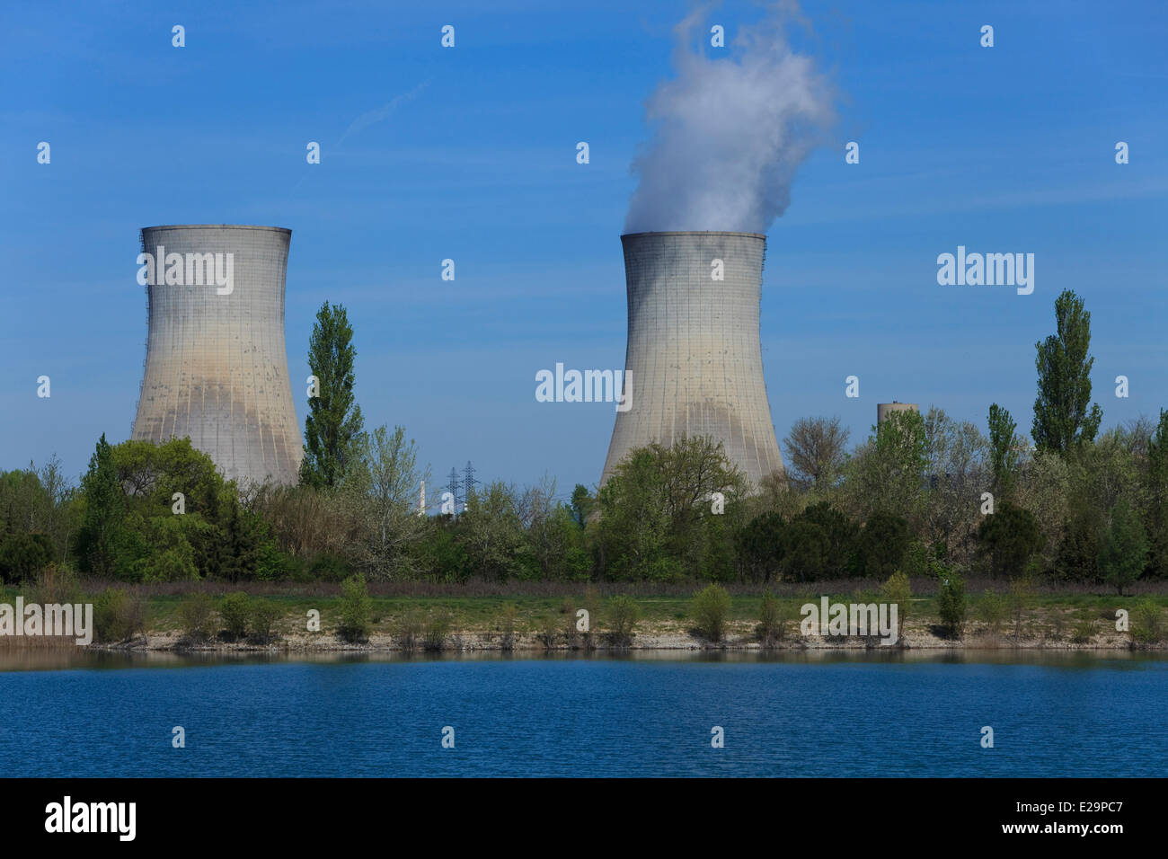 France, Drome, Tricastin industrial nuclear site, cooling tower of ...