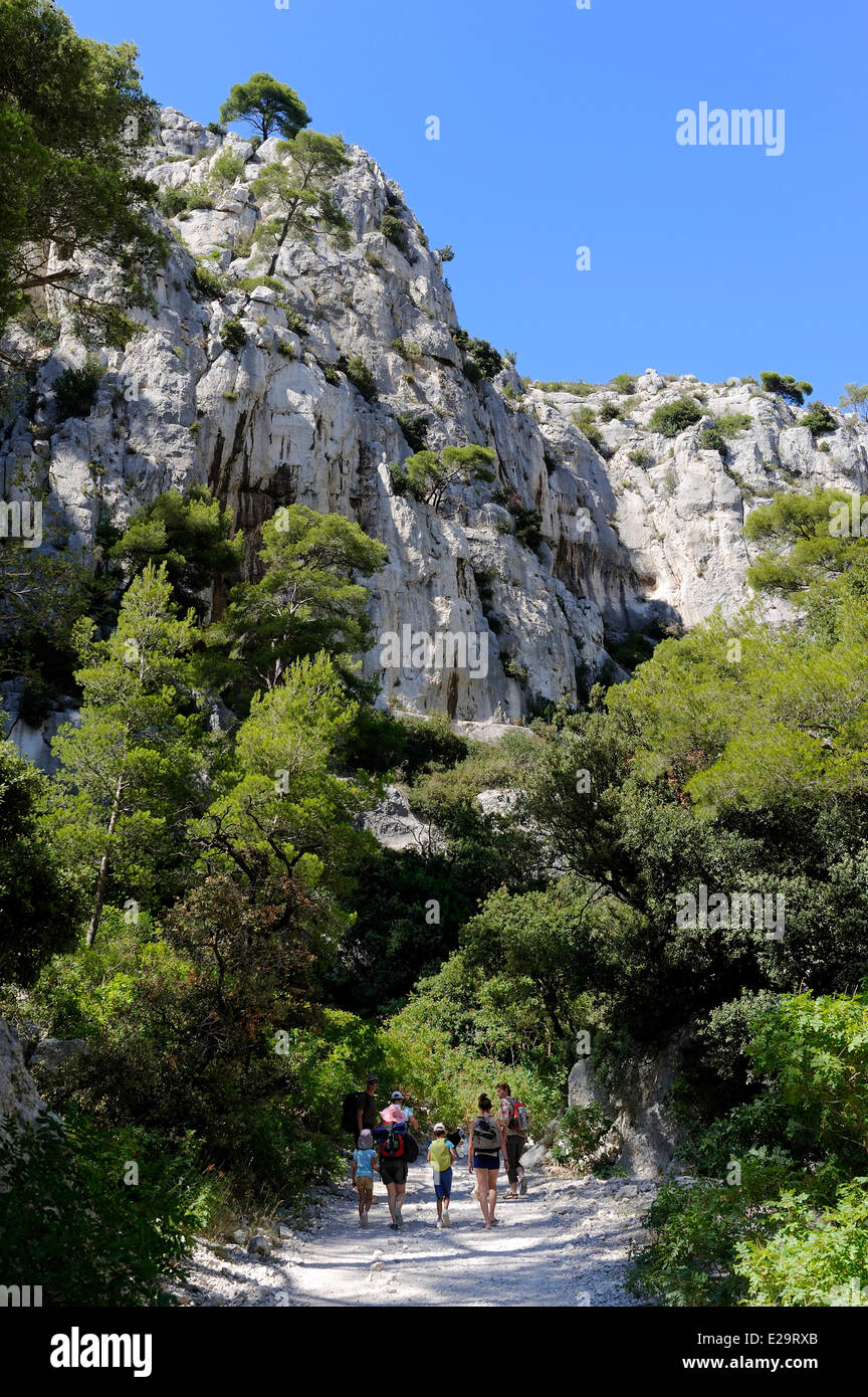 France, Bouches du Rhone, Cassis, the path leading to the En Vau creek ...