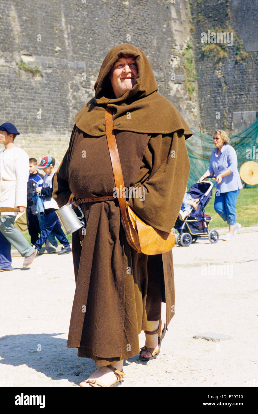 France, Ardennes, Sedan, medieval festival, religious brother in the ...