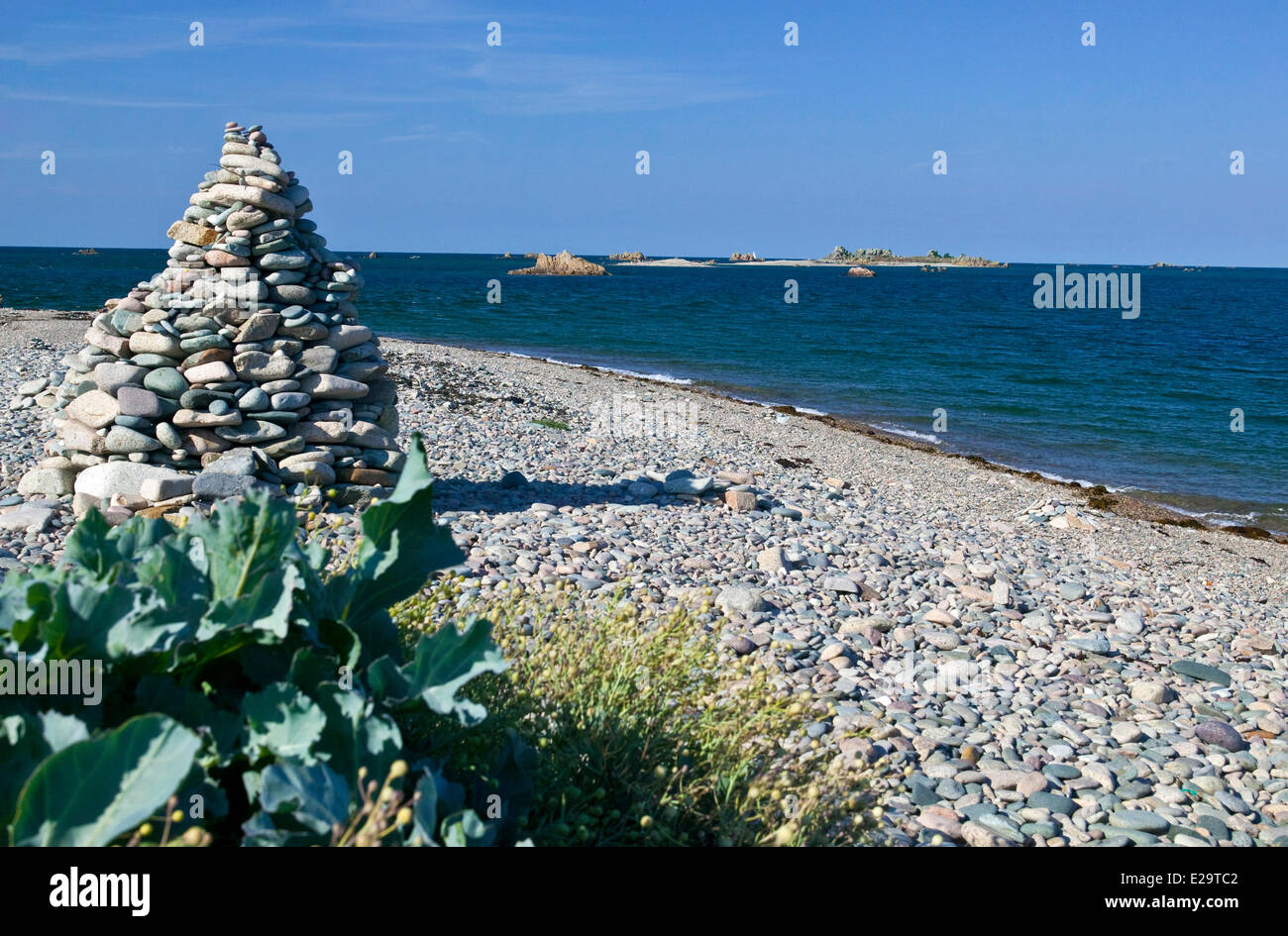France, Cotes d'Armor, Sillon de Talbert, line of pebbles and sand in ...