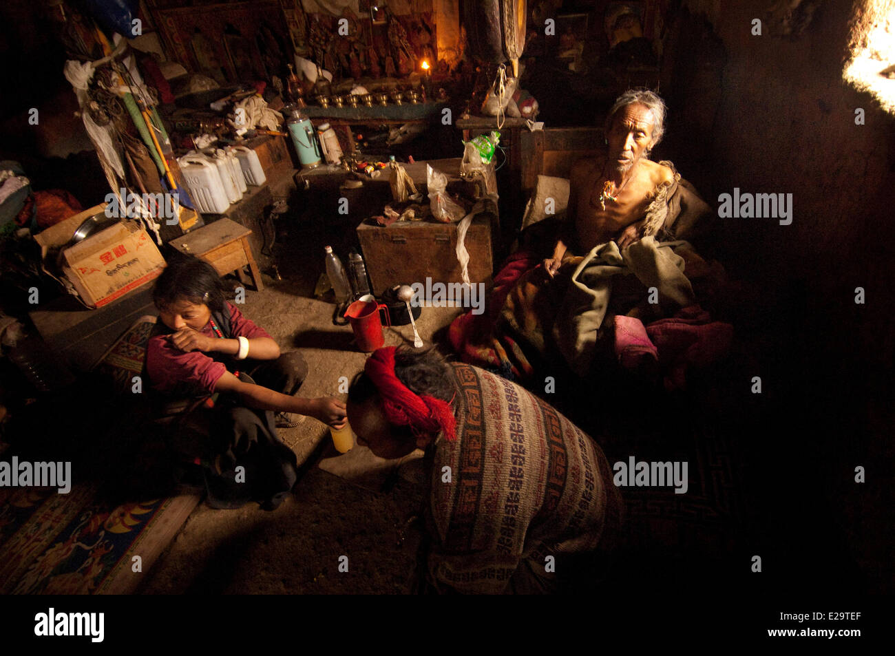 Nepal, Karnali Zone, Dolpo Region, Tarap valley, the oracle Chimu Lama ...