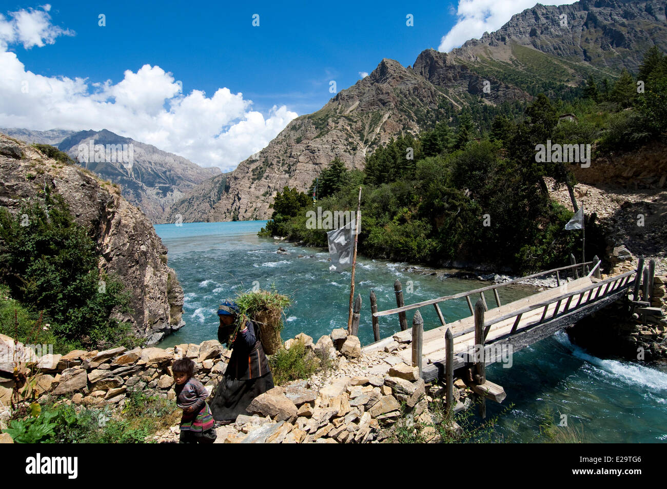 Nepal, Karnali Zone, Dolpo Region, Ringmo, Phoksumdo lake Stock Photo ...