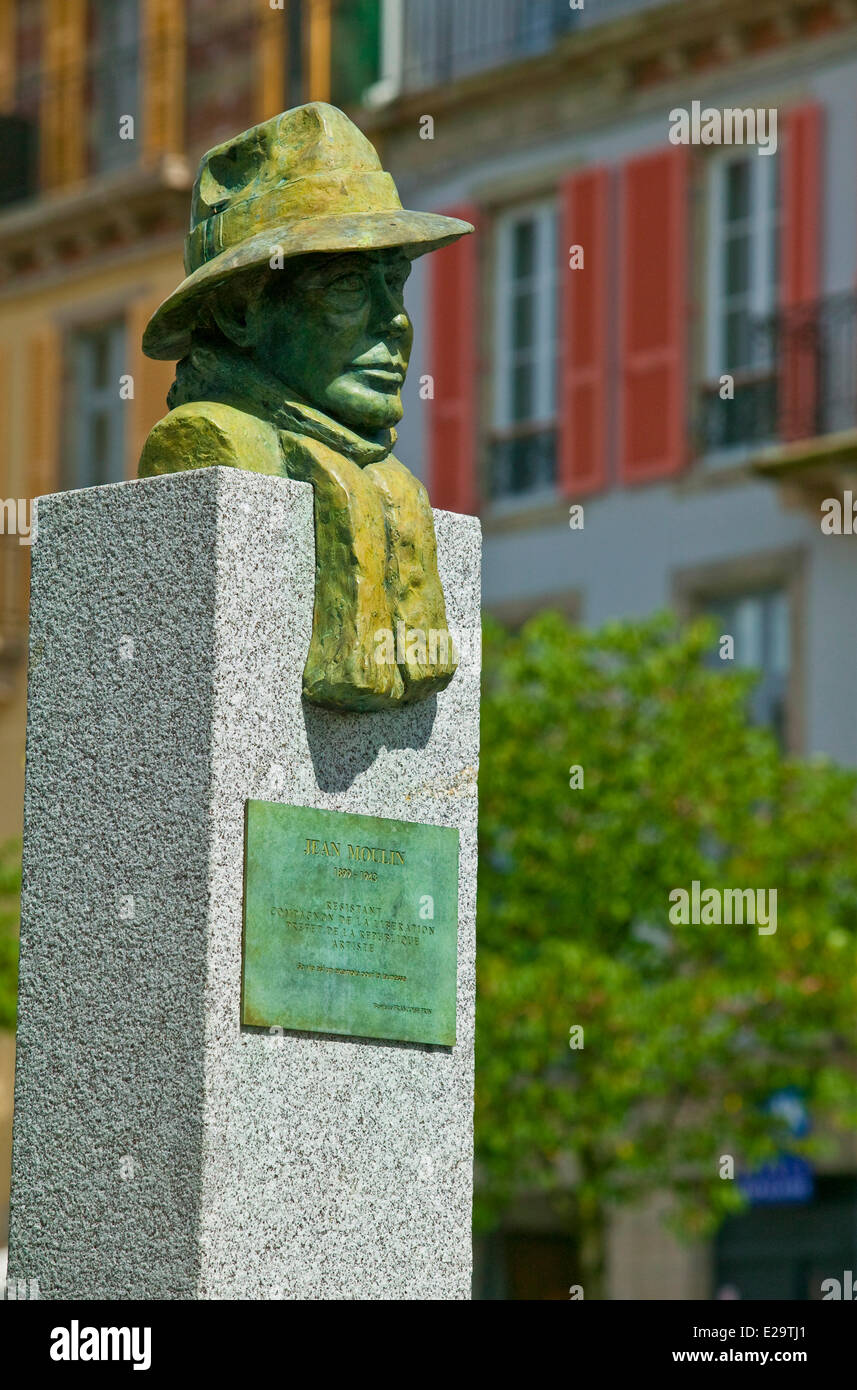 France, Finistere, Quimper, bust of Jean Moulin Stock Photo - Alamy