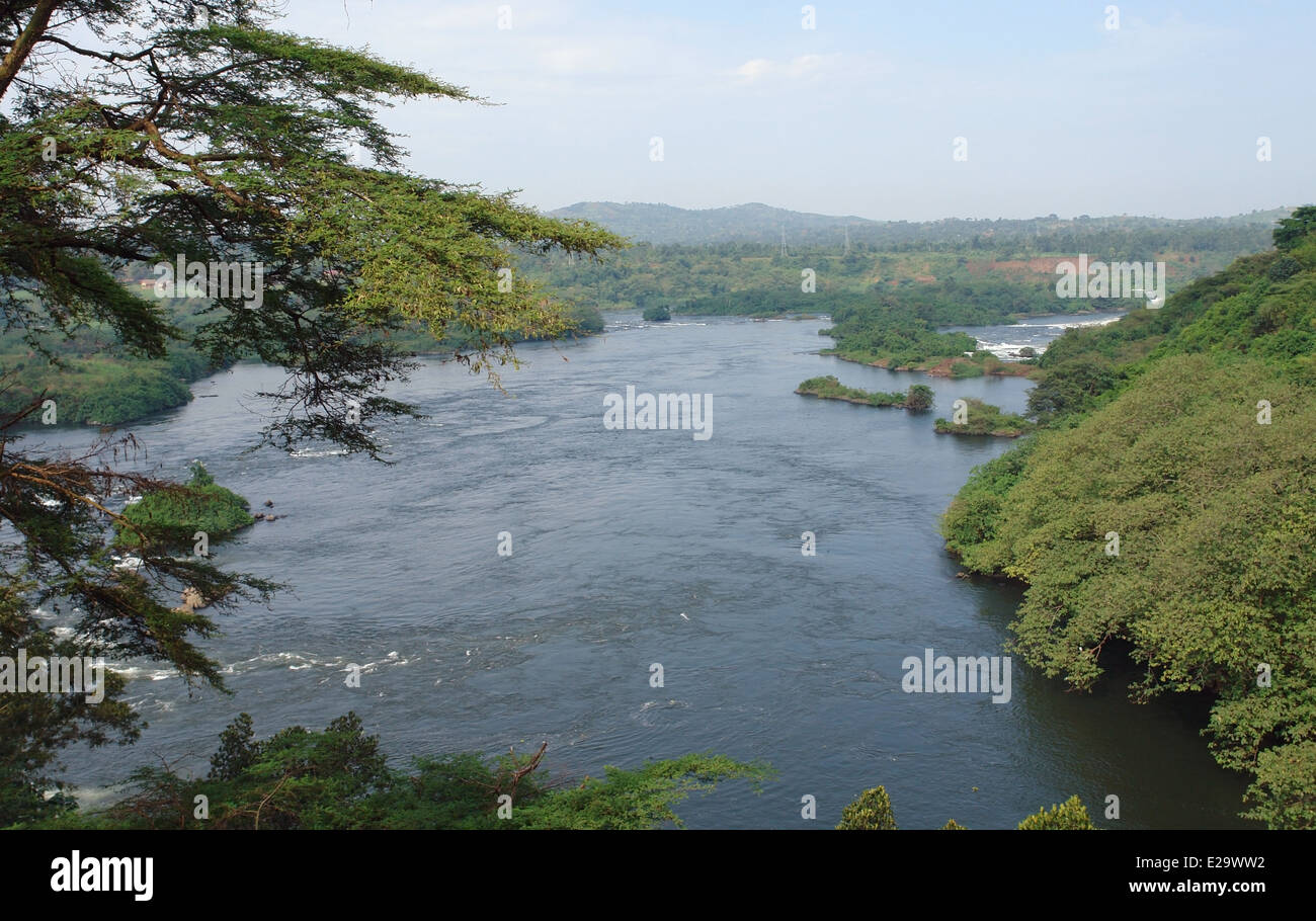 aerial view around the Bujagali Falls in Uganda (Africa Stock Photo - Alamy