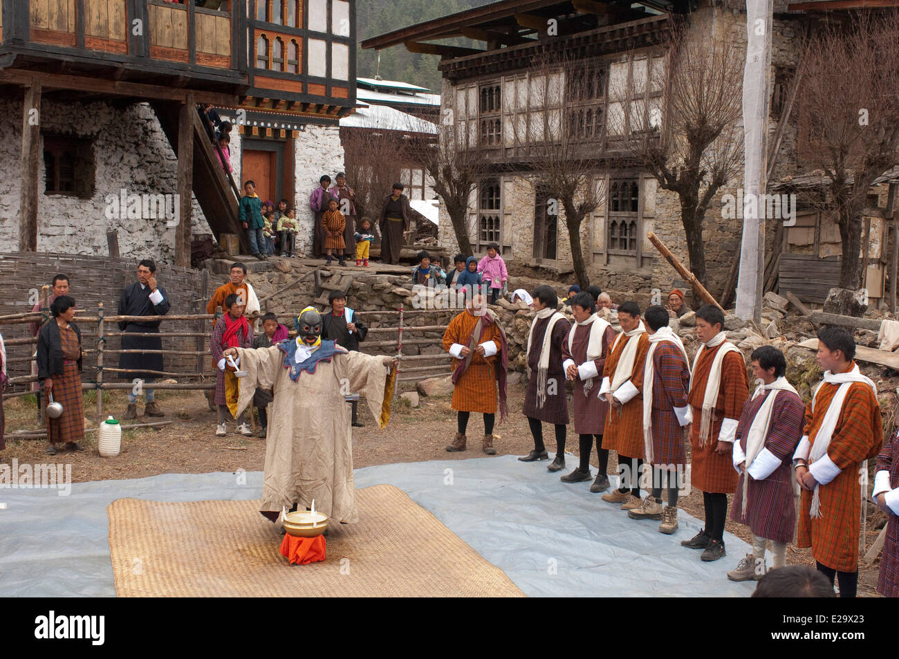 Bhutan, Bumthang valley, nyingmapa ritual during the Tangsibi festival ...