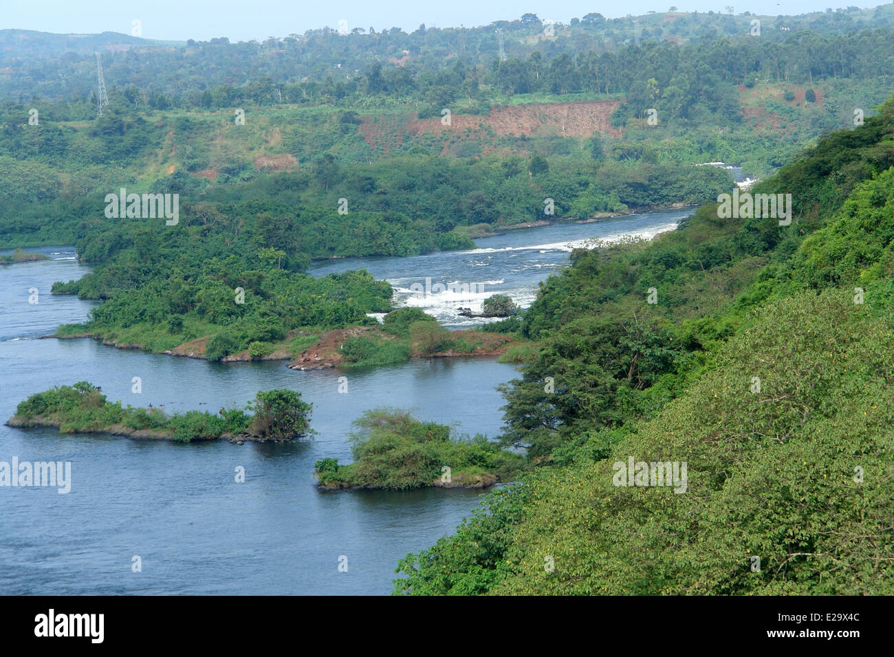 aerial view around the Bujagali Falls in Uganda (Africa Stock Photo - Alamy