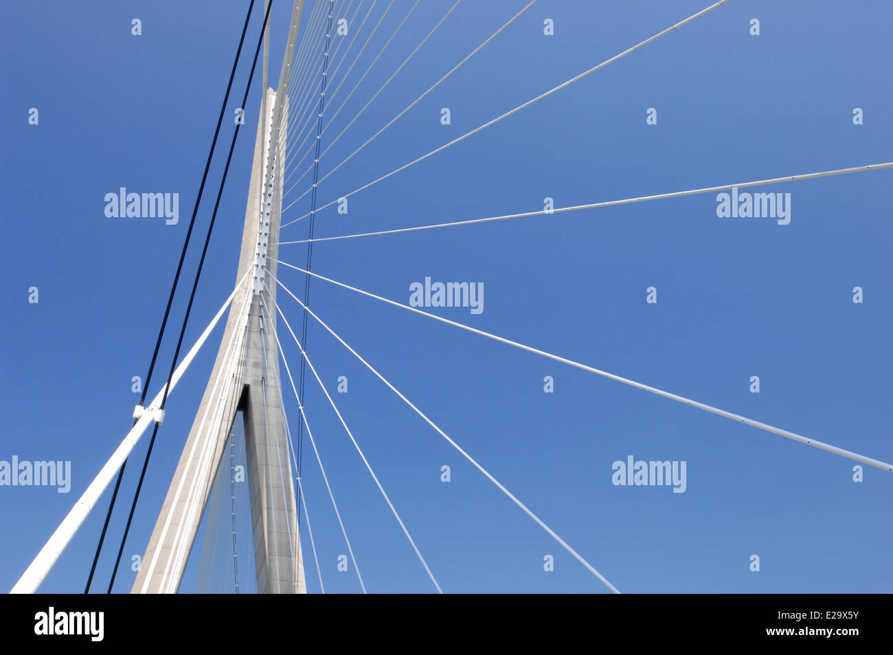 France, Calvados, Honfleur, Bridge of Normandy, pointed tip of a pylon ...