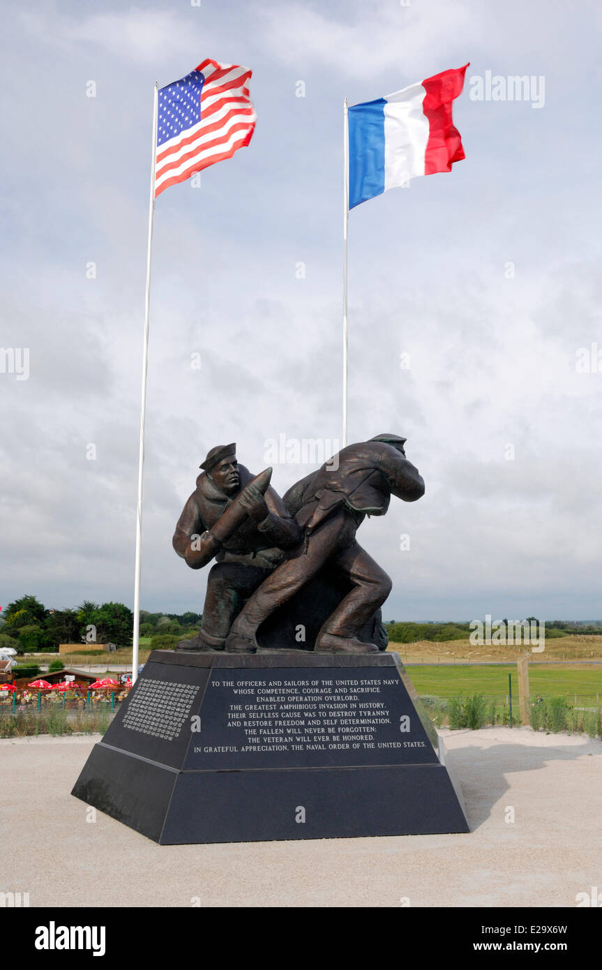 France, Manche, Pouppeville, Utah Beach, memorial to American officers ...